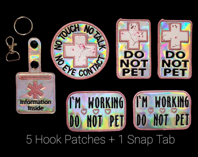 Working Dog Gear Set - Patches With Hook Backing - Medical Alert Snap ...