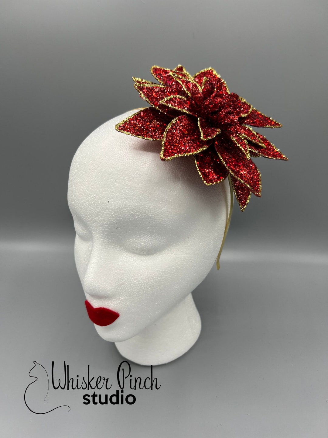 Christmas Fascinator / Red Poinsettia Headband / Holiday Headband / Red ...