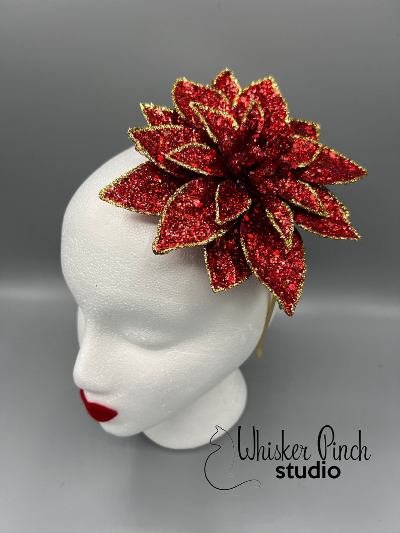 Christmas Fascinator / Red Poinsettia Headband / Holiday Headband / Red ...