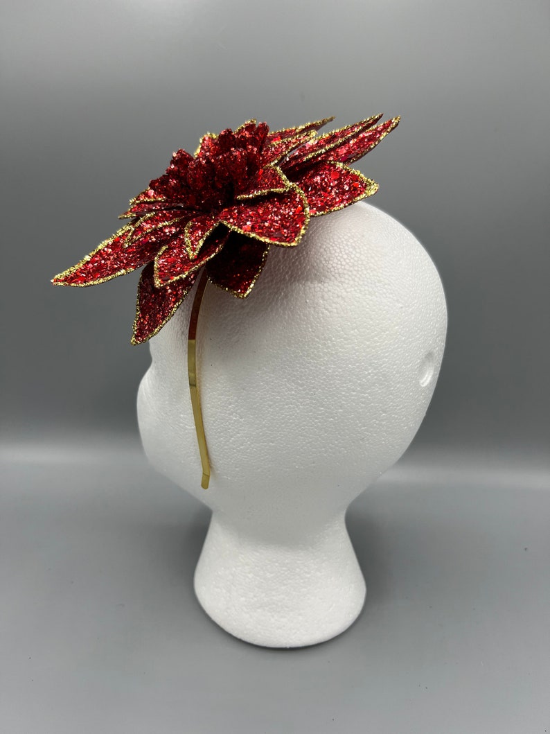 Christmas Fascinator / Red Poinsettia Headband / Holiday Headband / Red ...