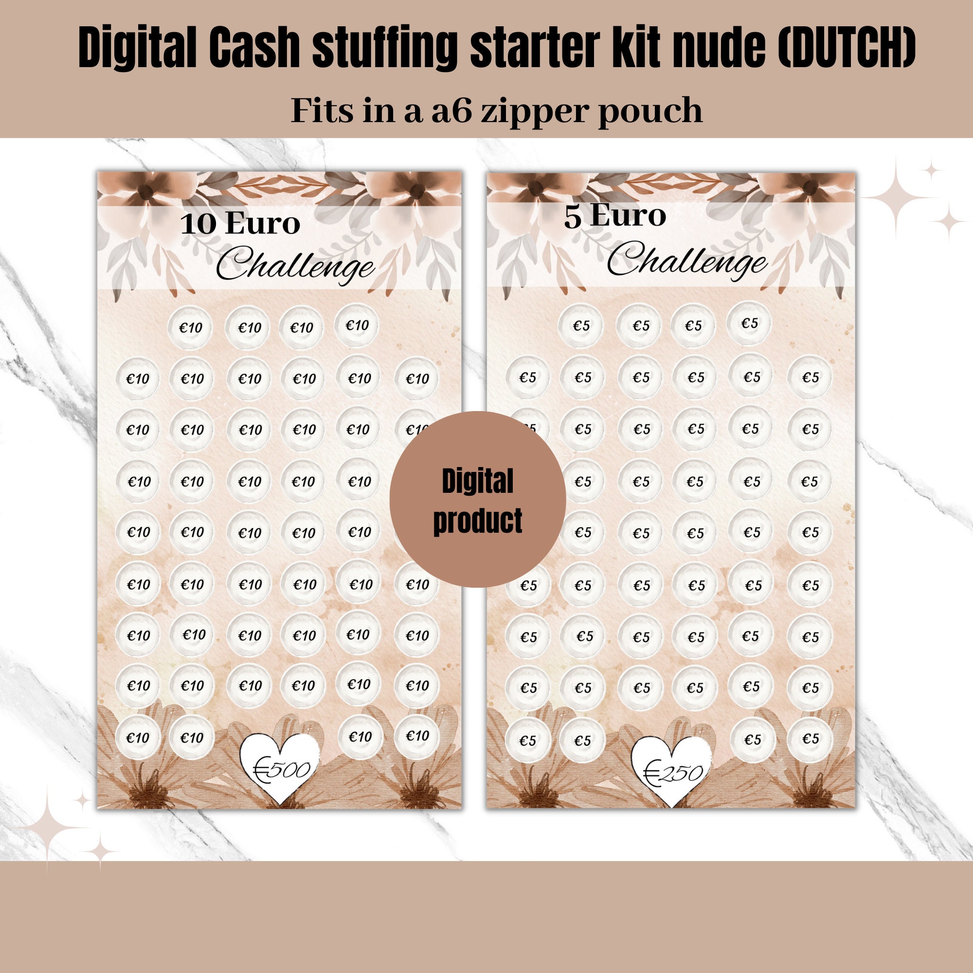 Digital cash stuffing starter kit nude a6 binder Nederlands - Etsy ...