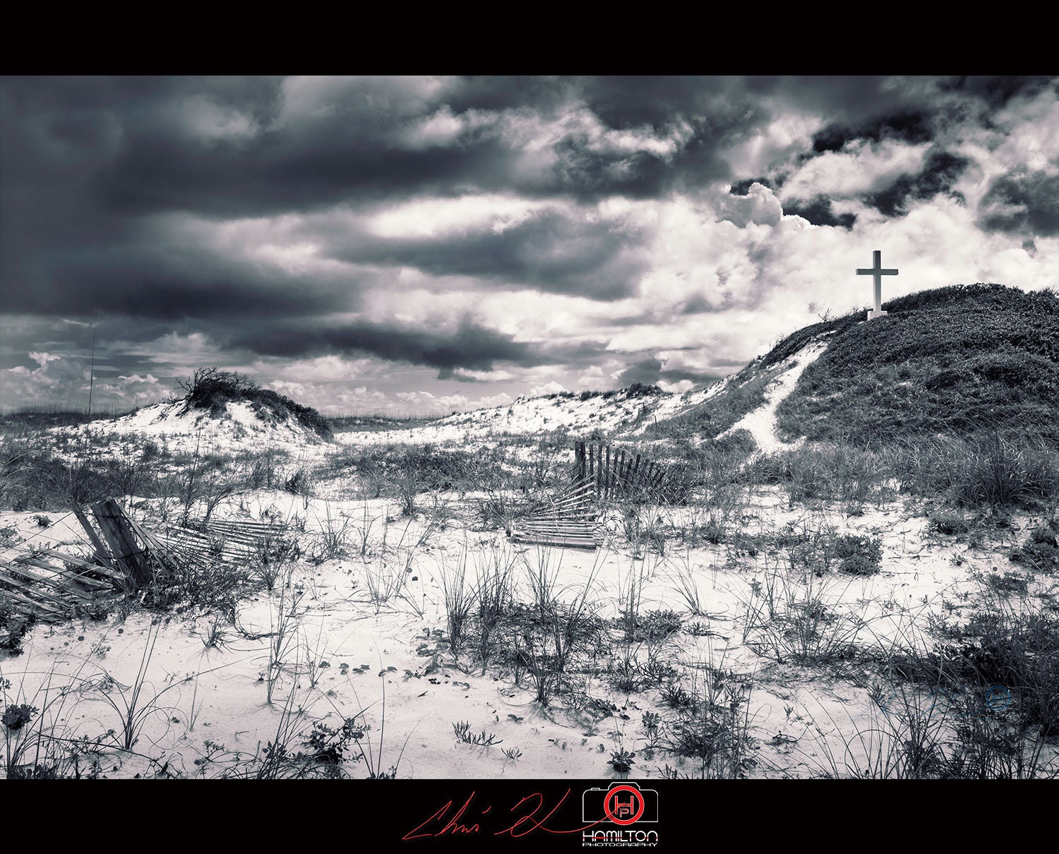 Pensacola Beach Cross, Black and White Duotone, Landscape, Download ...