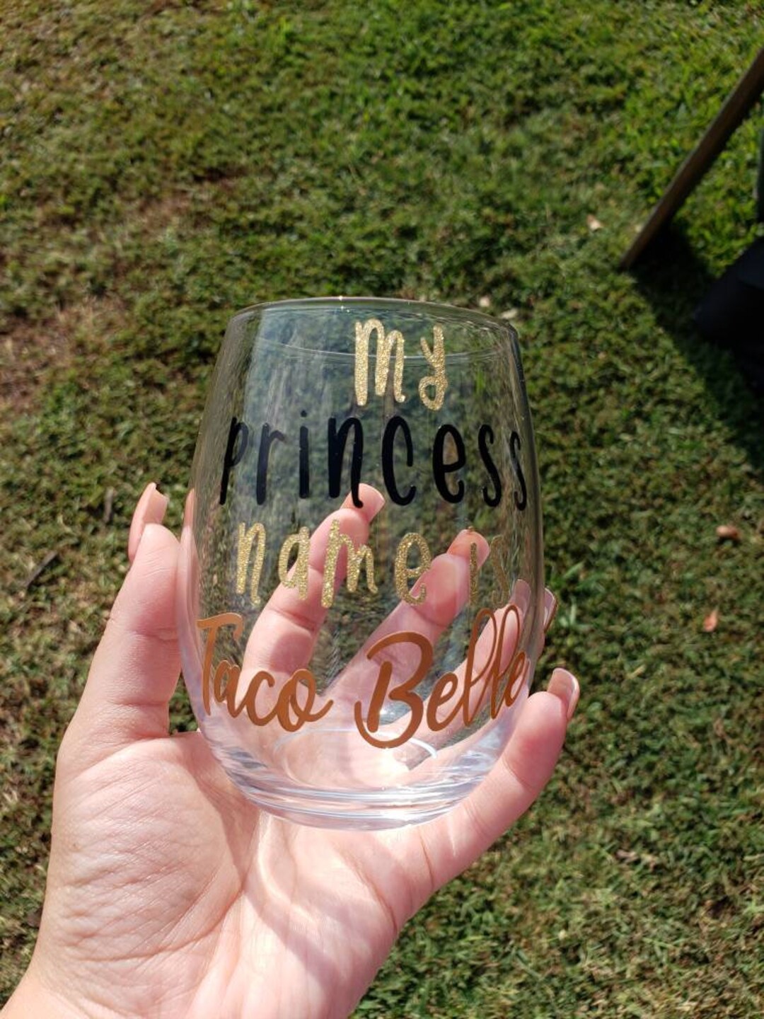 My Princess Name is Taco Belle Disney Princess Stemless Wine - Etsy
