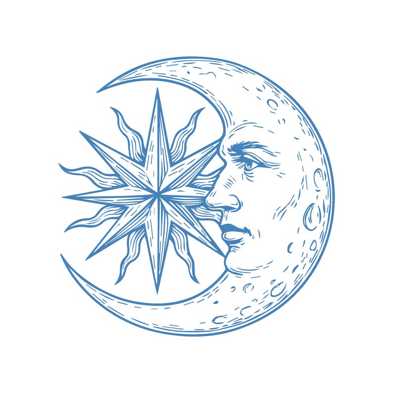 Star Moon Vector Graphic | Boho Stars Clipart | Minimalist Drawing ...