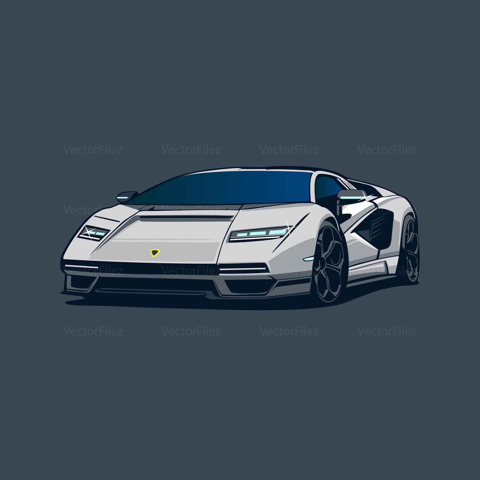 Lamborghini Countach Vector Blue Luxury Sportscar PNG EPS Sticker T ...