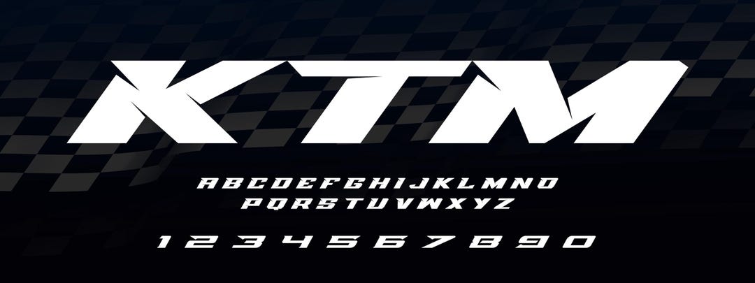 KTM Racing Alphabet Font OTF Format: Aggressive Motocross Fonts Design ...