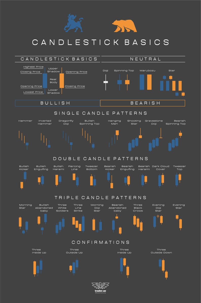 Candlestick Cheat Sheet Vector Wall Poster. Basic Candlesticks Chart ... Candlestick Cheat Sheet Vector Wall Poster. Basic Candlesticks Chart ...
