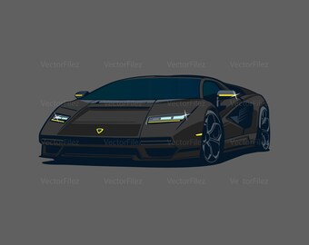 Lamborghini Countach Vector Blue Luxury Sportscar PNG EPS - Etsy