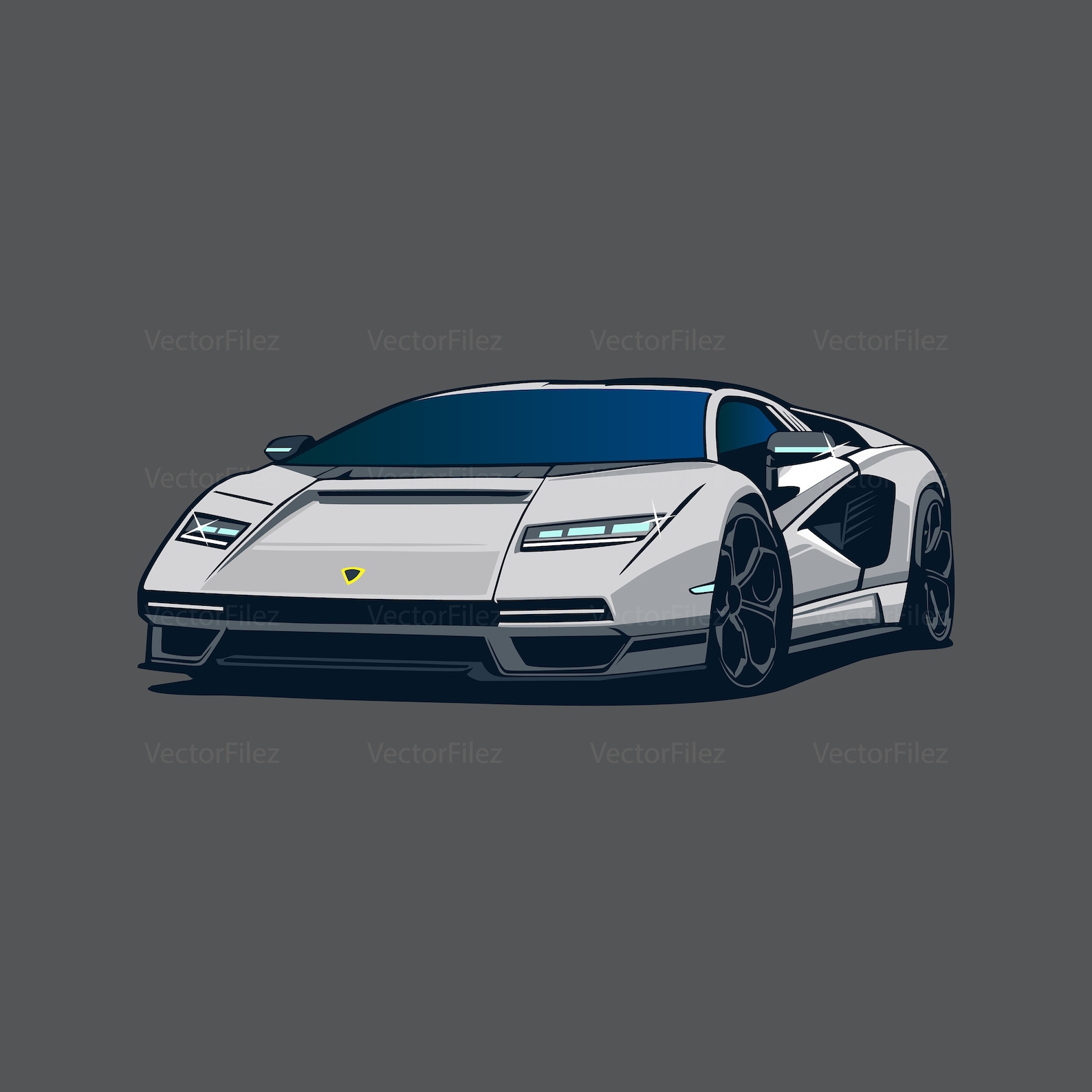 Lamborghini Countach Vector Blue Luxury Sportscar PNG EPS Sticker T ...