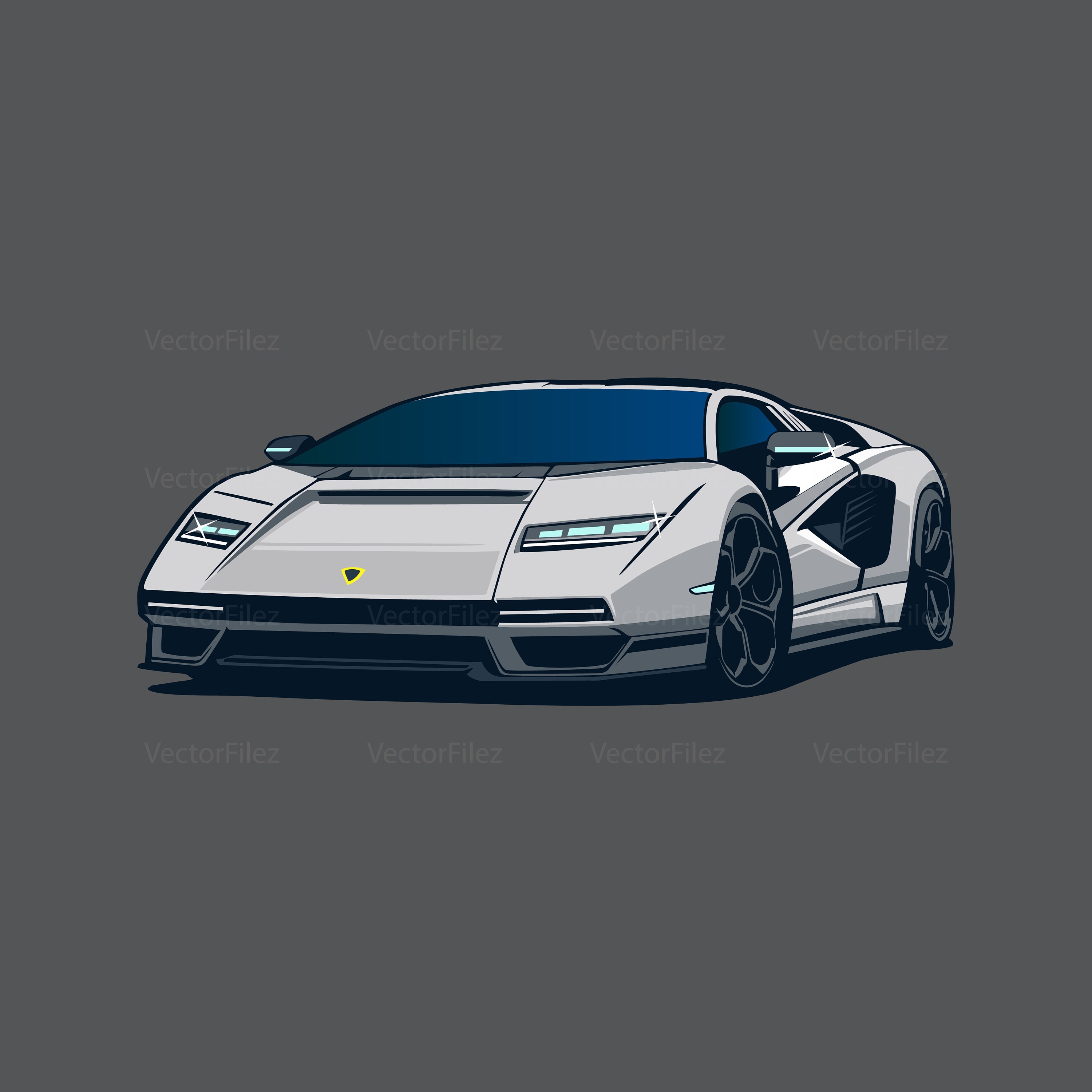 Lamborghini Countach Vector Blue Luxury Sportscar PNG EPS Sticker T ...