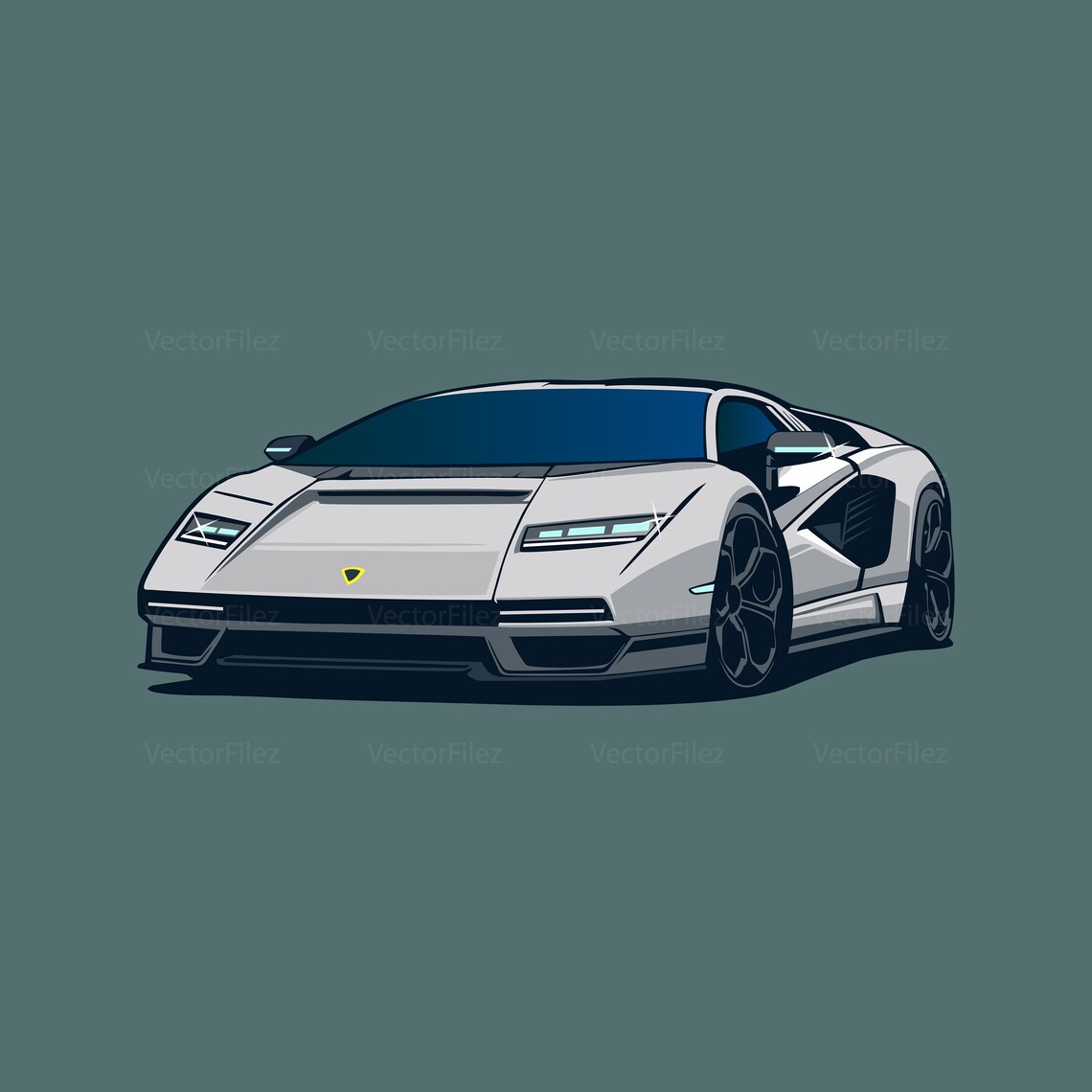 Lamborghini Countach Vector Blue Luxury Sportscar PNG EPS Sticker T ...
