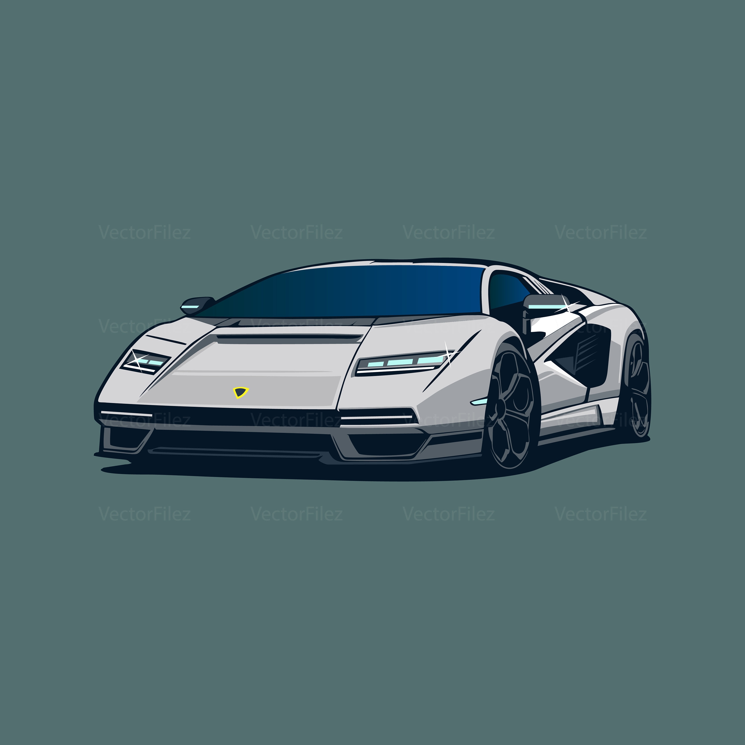 Lamborghini Countach Vector Black Luxury Sportscar PNG EPS Sticker T ...