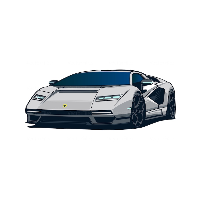 Lamborghini Countach LPI 800-4 Vector Silver Luxury Sportscar PNG EPS ...
