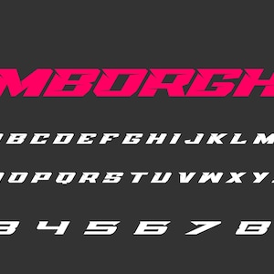 Lamborghini Font Vector: Aggressive Sportscar Alphabet (digital ...