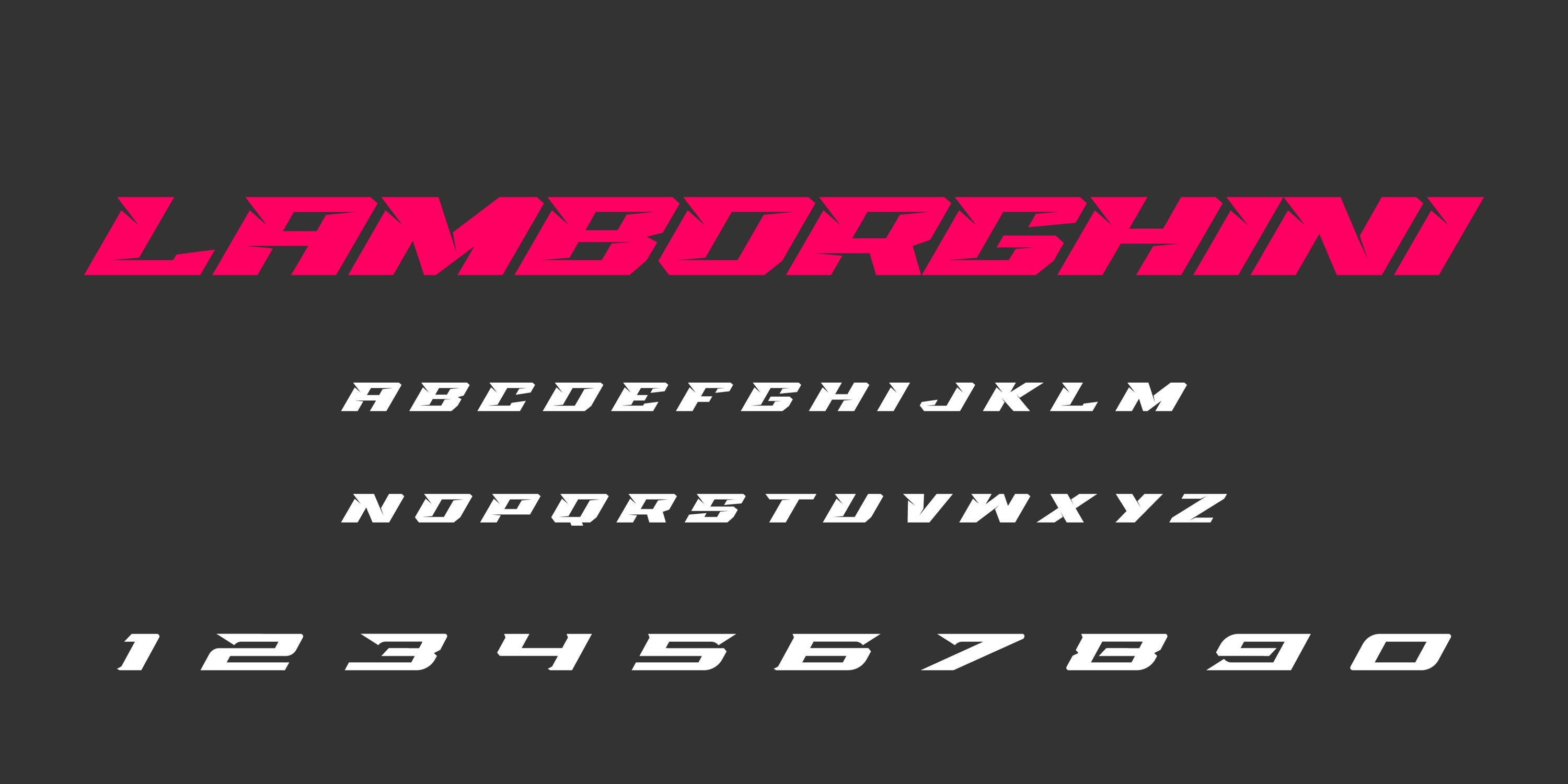 Lamborghini Font Vector: Aggressive Sportscar Alphabet (digital ...