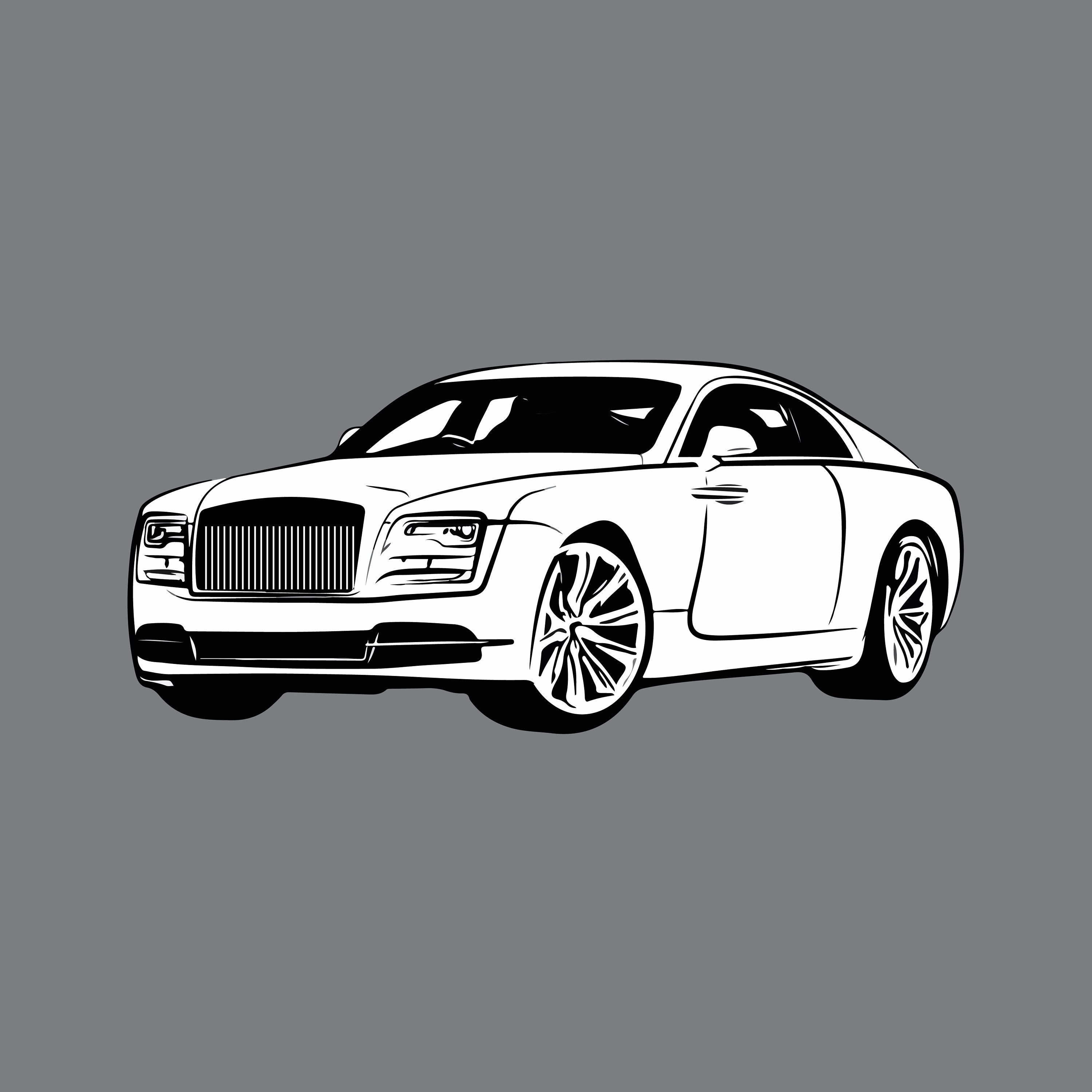 Rolls Royce Wraith SVG Vector Black Luxury Car PNG EPS Sticker T Shirt ...