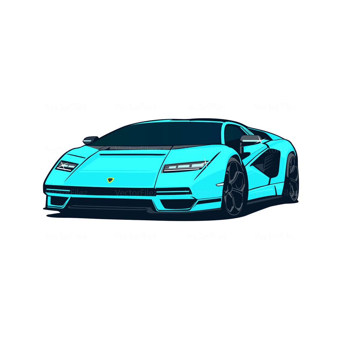 Lamborghini Countach Vector Blue Luxury Sportscar PNG EPS Sticker T ...