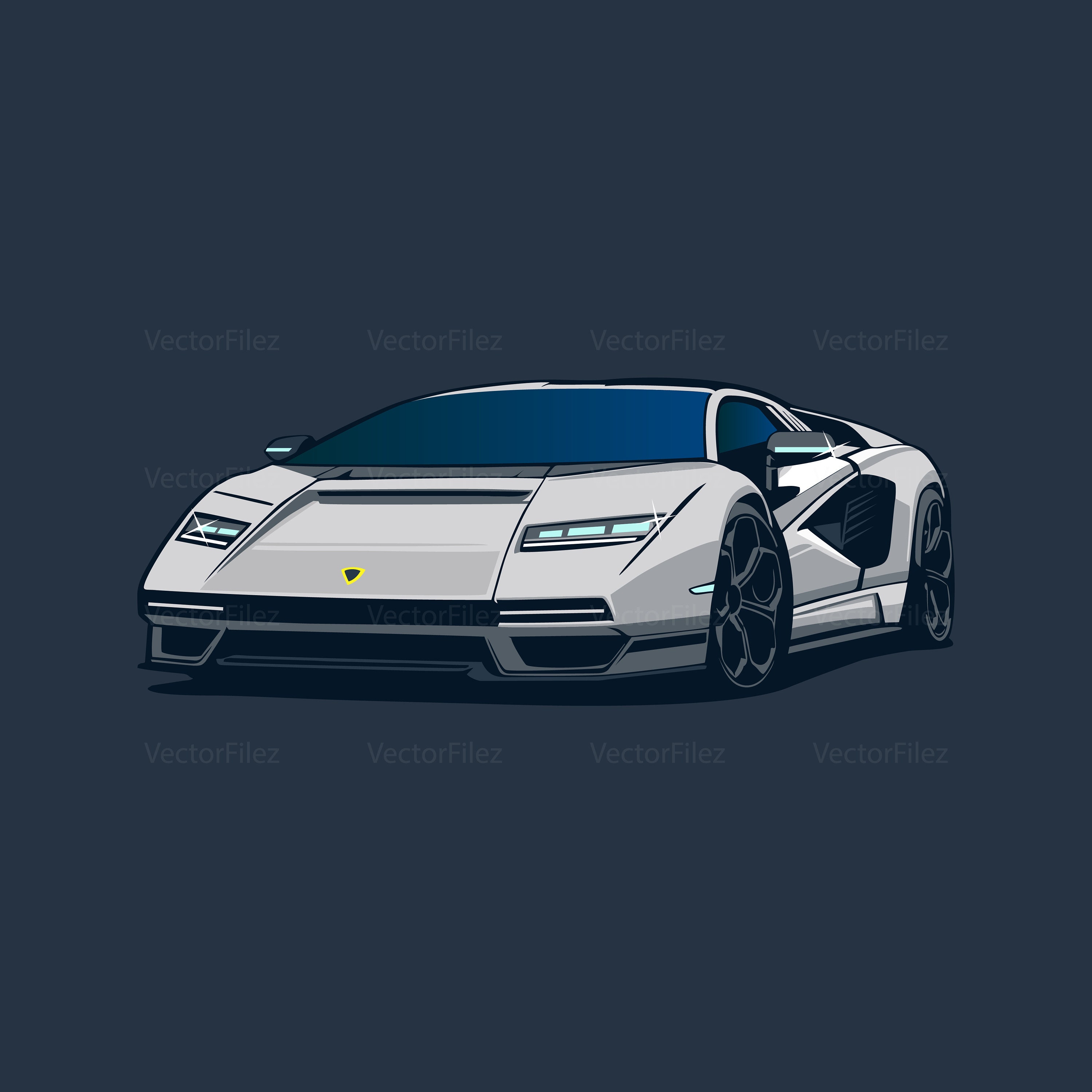 Lamborghini Countach Vector Blue Luxury Sportscar PNG EPS Sticker T ...
