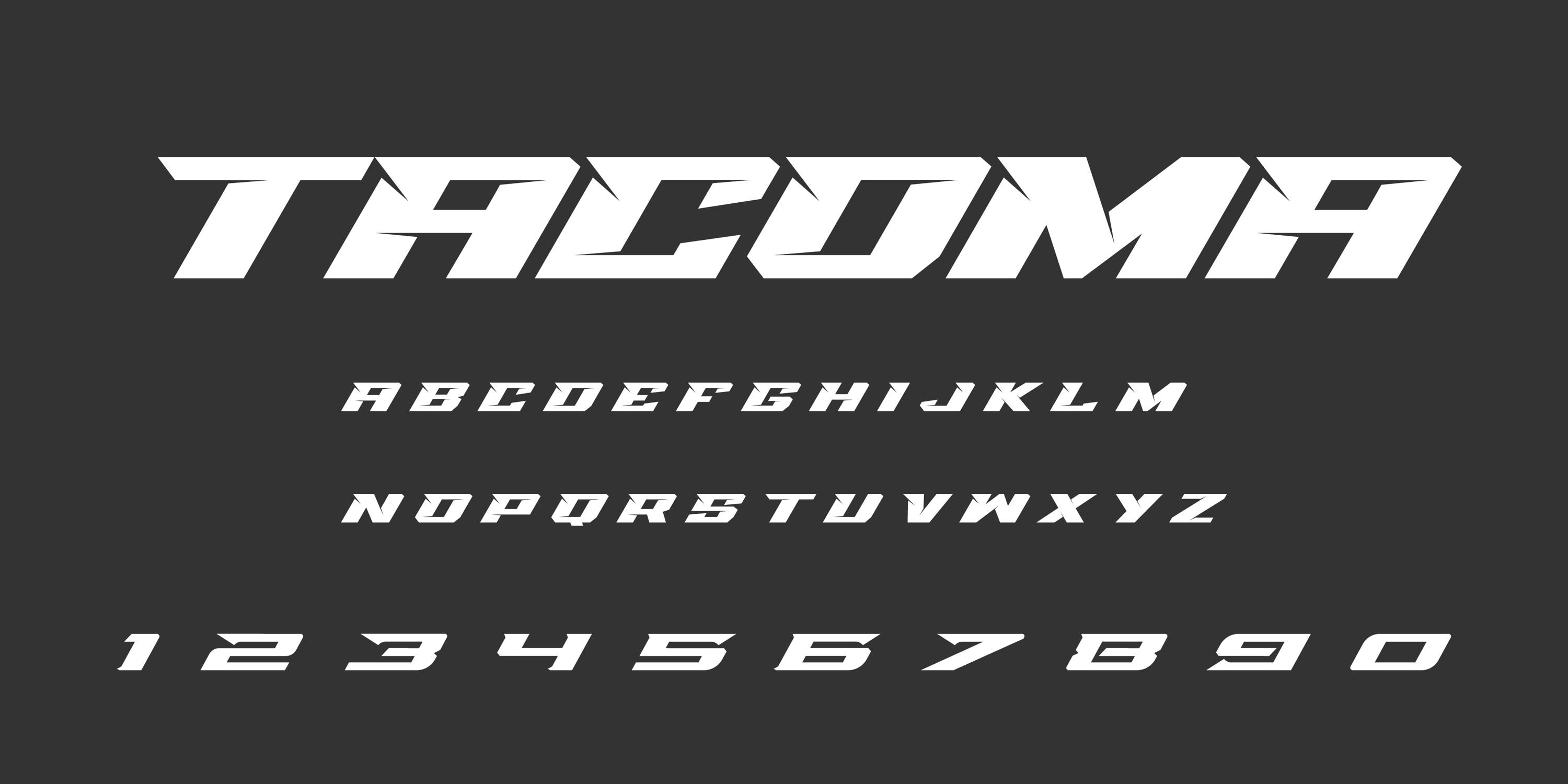 Tacoma Font Vector Aggressive Sportscar Fonts for Champions Toyota off ...