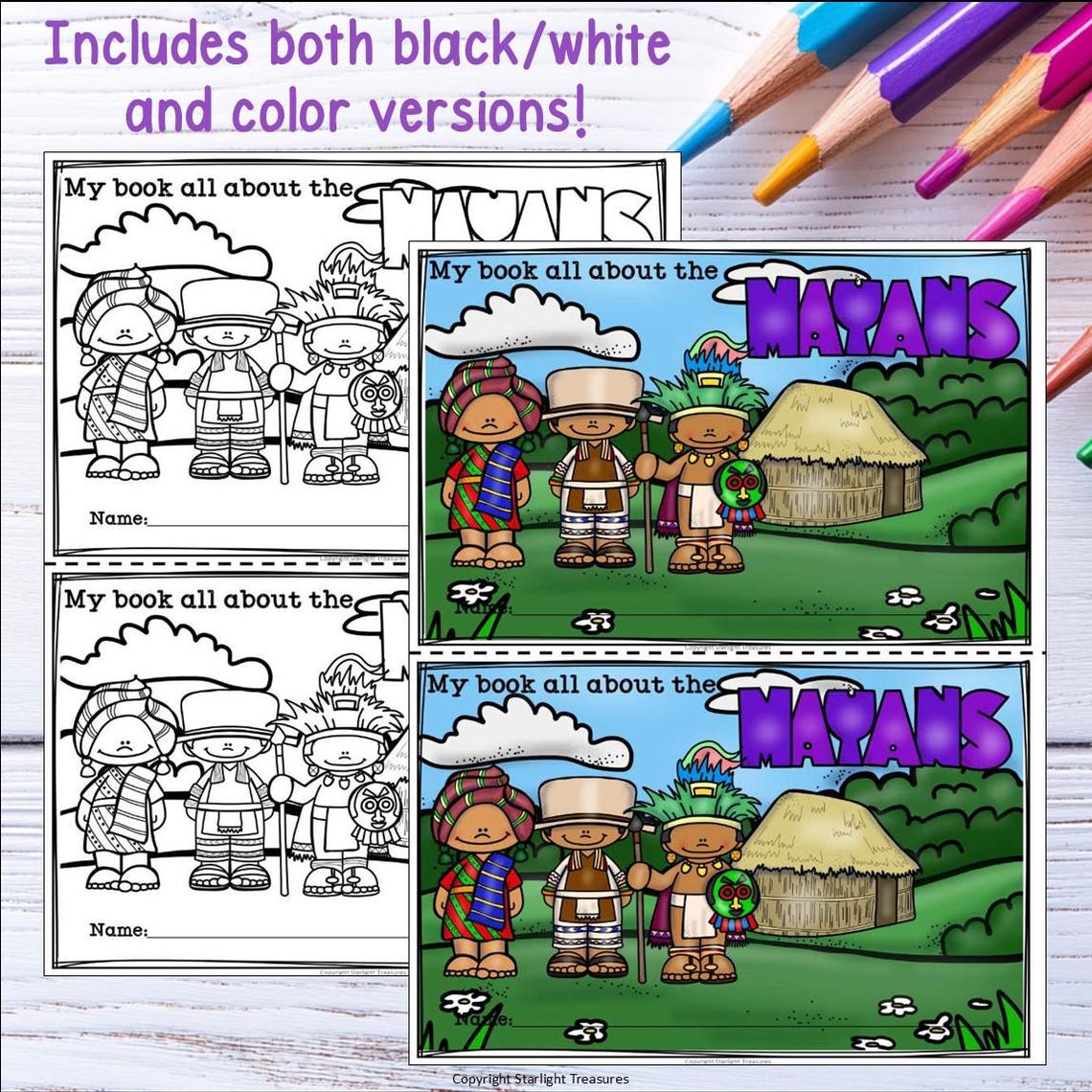 Mayan Mini Book for Early Readers - Ancient Civilizations Activities - Etsy