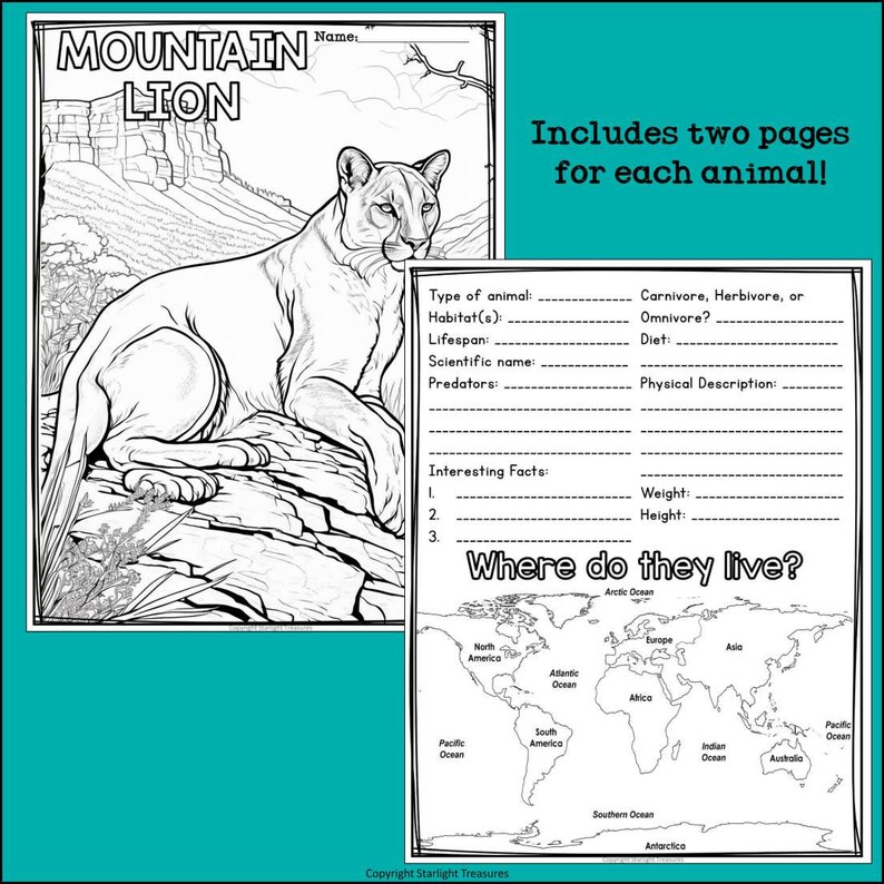 Mountain Animals Research Posters, Coloring Pages Animal Research ...