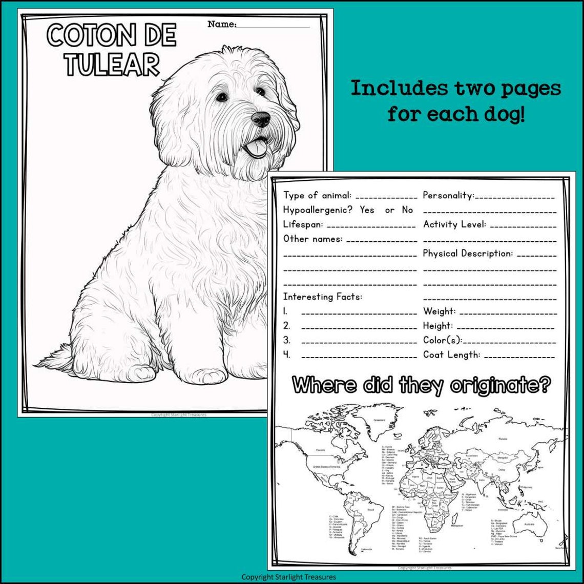 Dog Breeds Research Posters, Coloring Pages Animal Research Project for ...