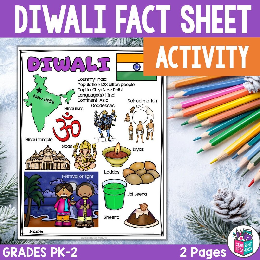 Diwali Fact Sheet for Early Readers, Christmas Activity for Kids - Etsy