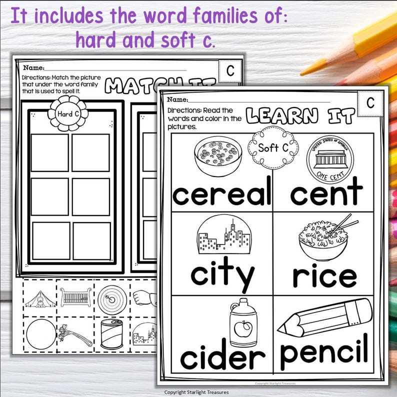 Hard & Soft C Worksheets and Activities for Early Readers - Phonics ...