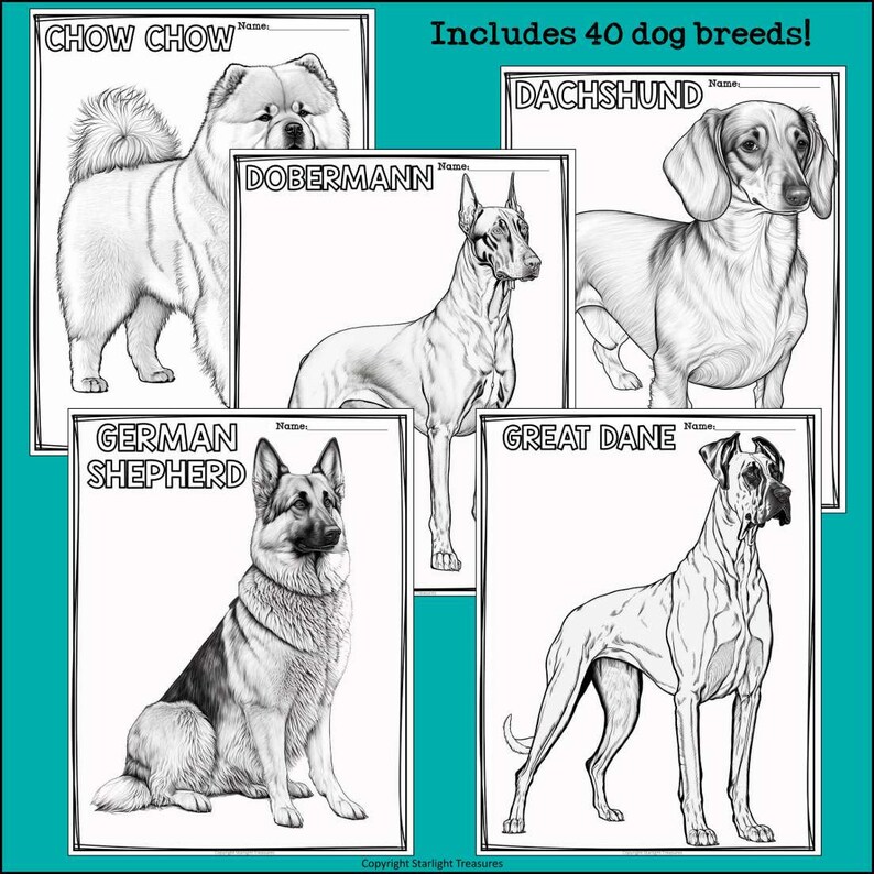 Dog Breeds Research Posters, Coloring Pages Animal Research Project for ...