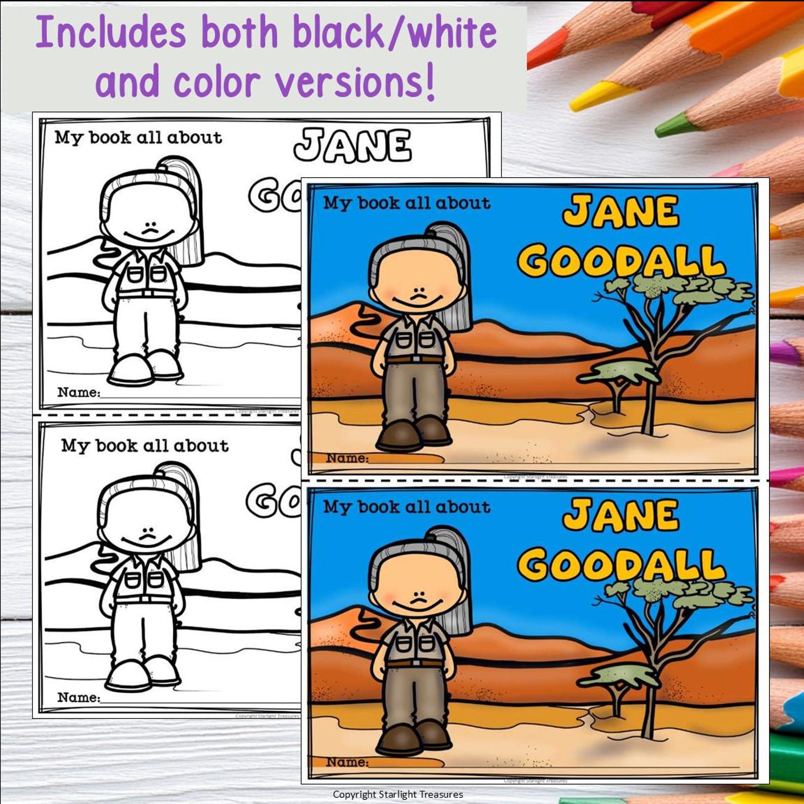 Jane Goodall Mini Book for Early Readers: Women's History Month ...