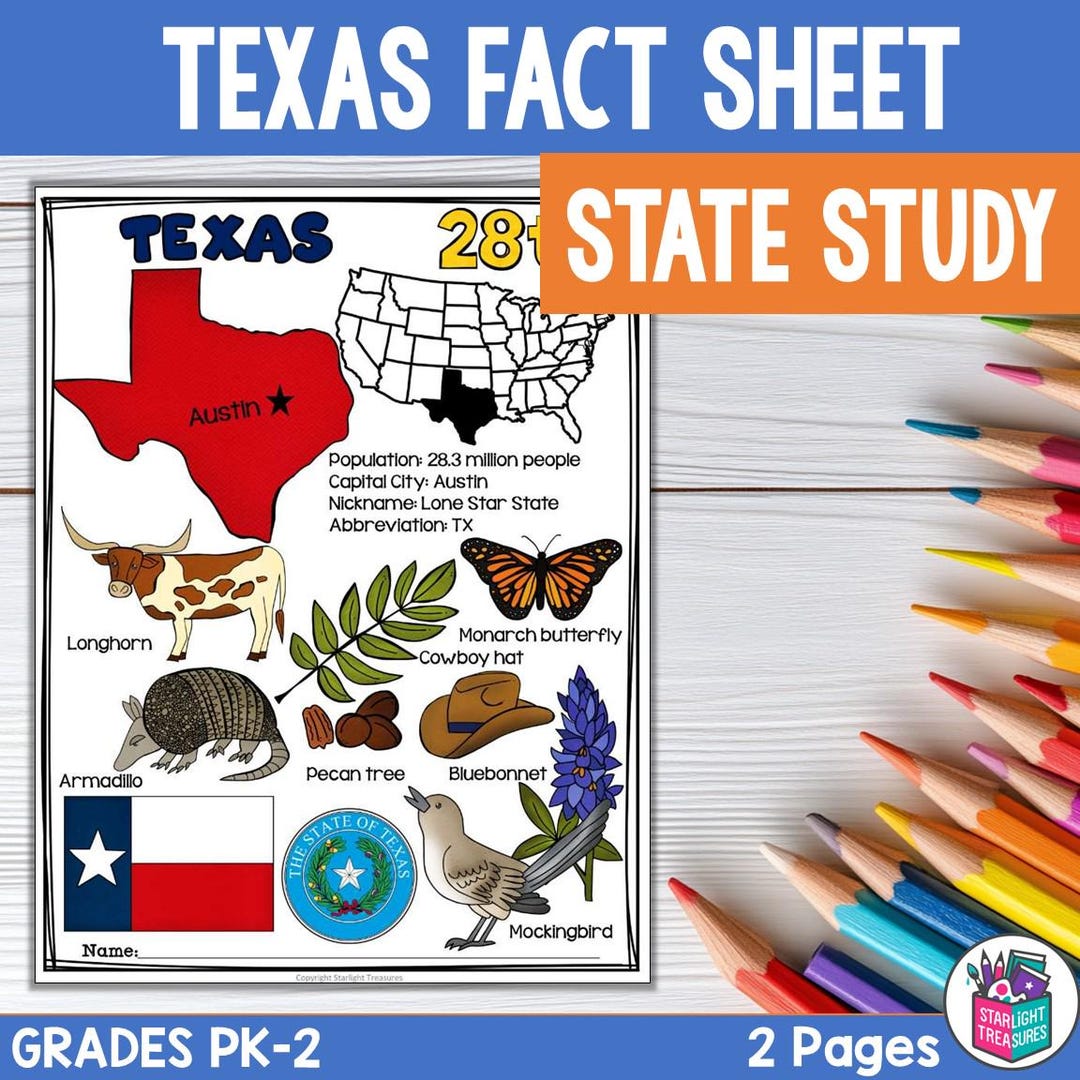 Texas Fact Sheet for Early Readers - A State Study Activity Unit ...