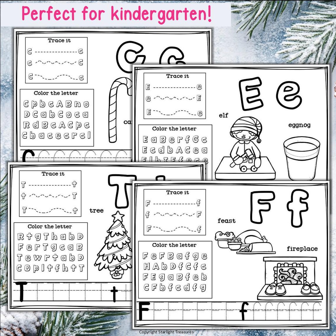 Alphabet Workbook: Worksheet A-Z Christmas Activity, Christmas Alphabet ...