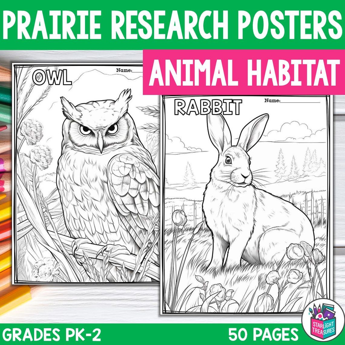 Prairie Animals Research Posters, Coloring Pages - Animal Research ...