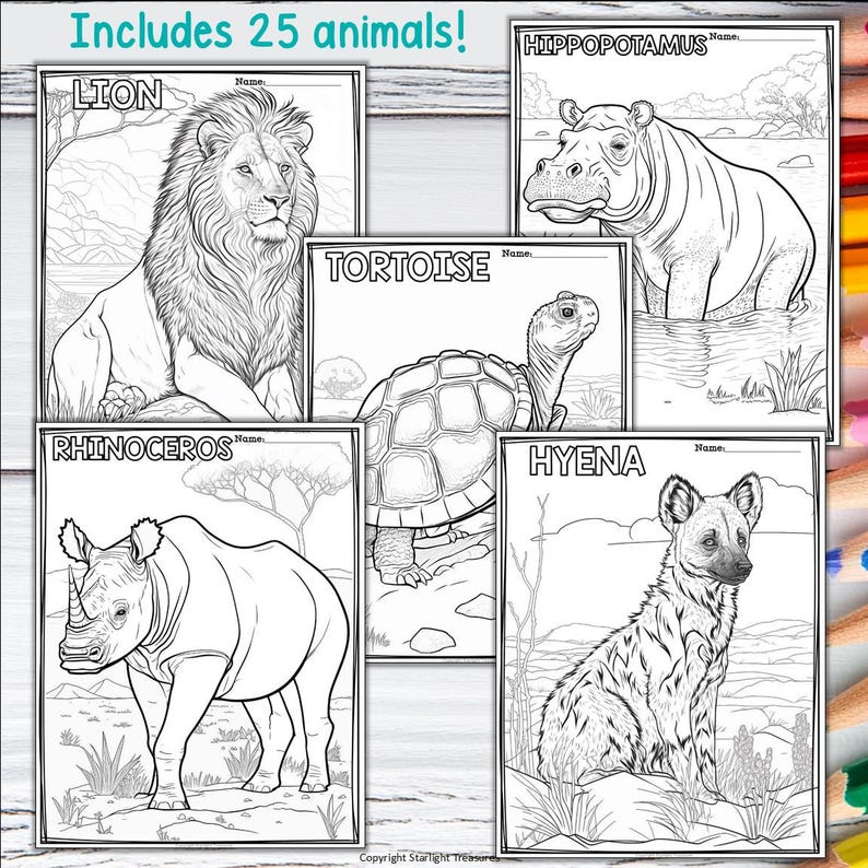 Savanna Animals Research Posters, Coloring Pages - Animal Research ...