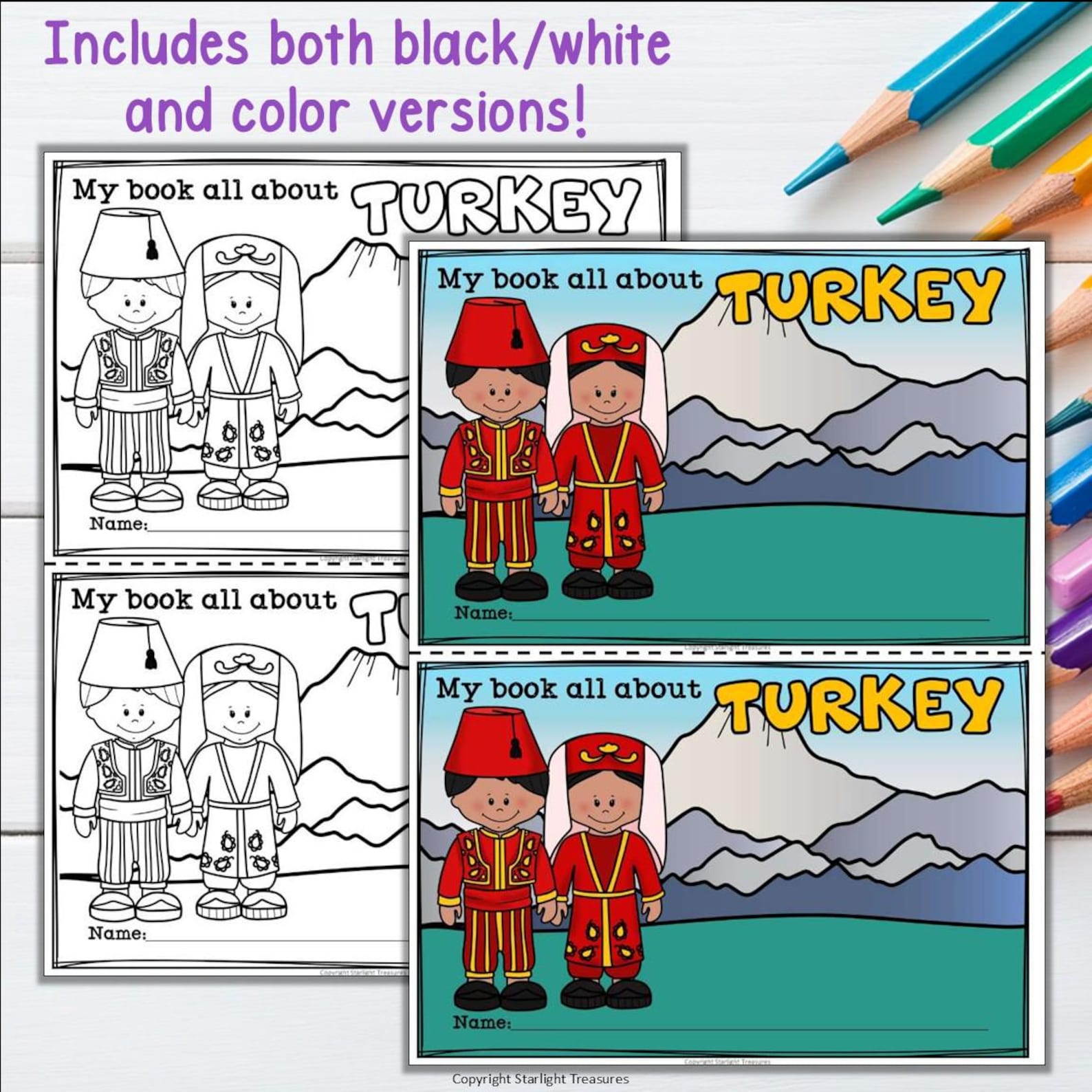 Turkey Mini Book: Early Readers Country Study (digital Download) - Etsy