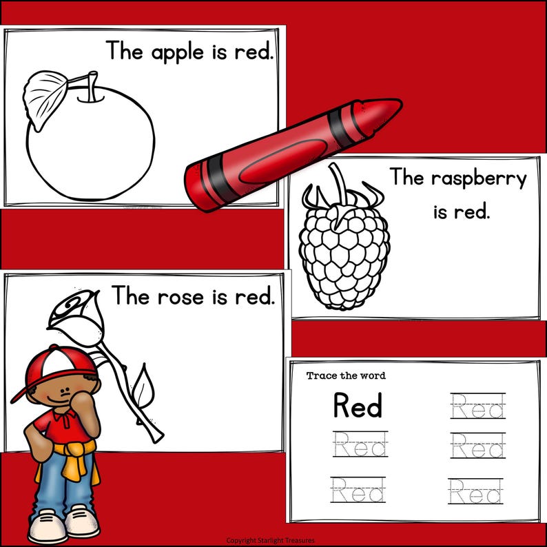 Colors of the Week: Red Mini Book for Early Readers - Etsy