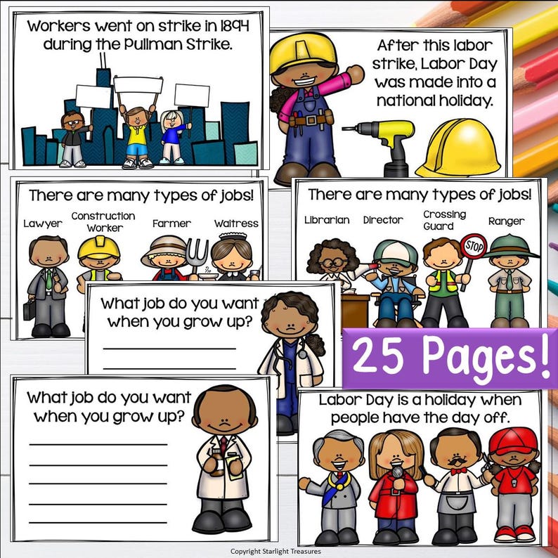 Labor Day Mini Book for Early Readers- Labor Day Activity for Children ...