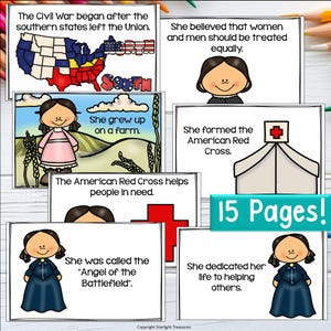Clara Barton Mini Book for Early Readers: Women's History Month ...