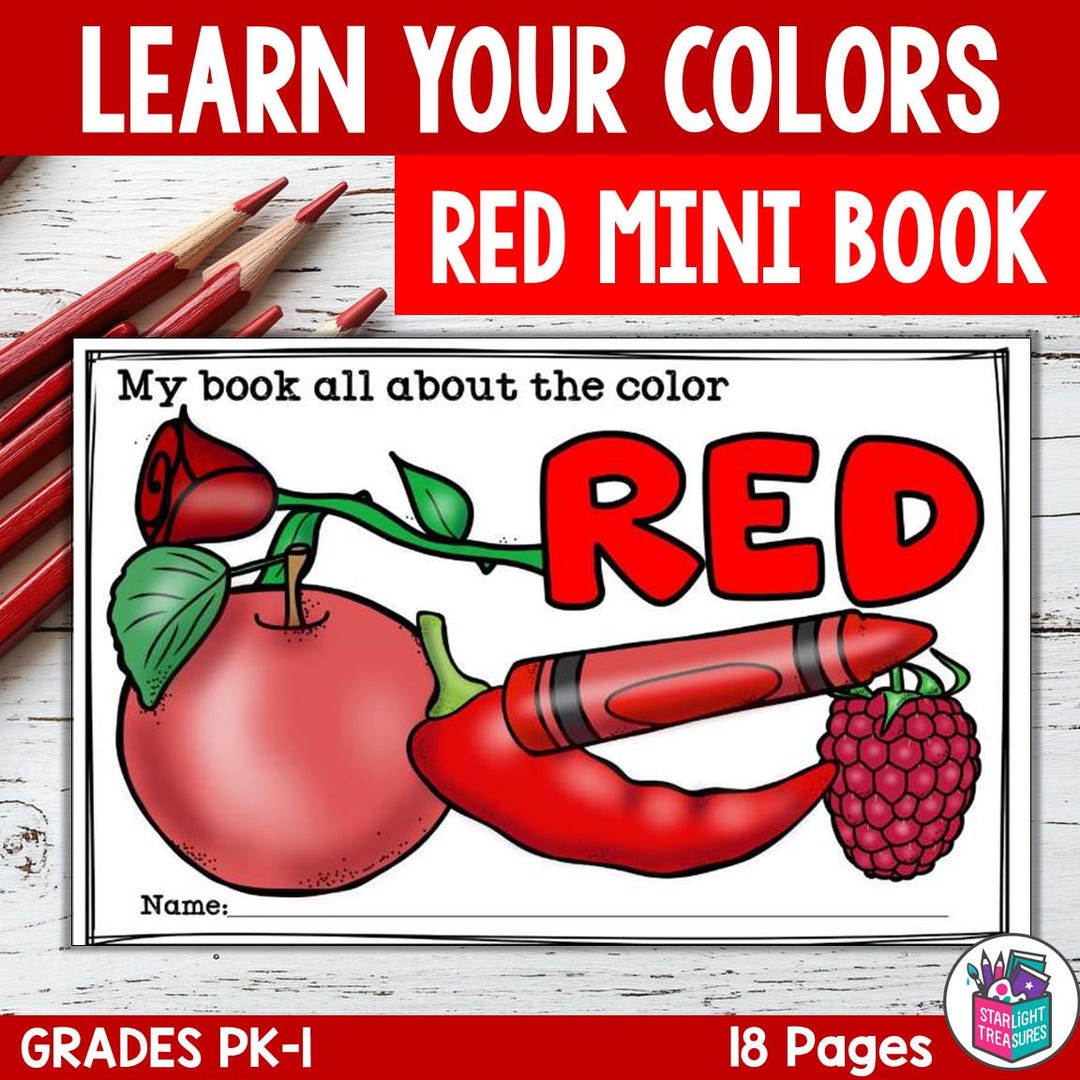 Colors of the Week: Red Mini Book for Early Readers - Etsy