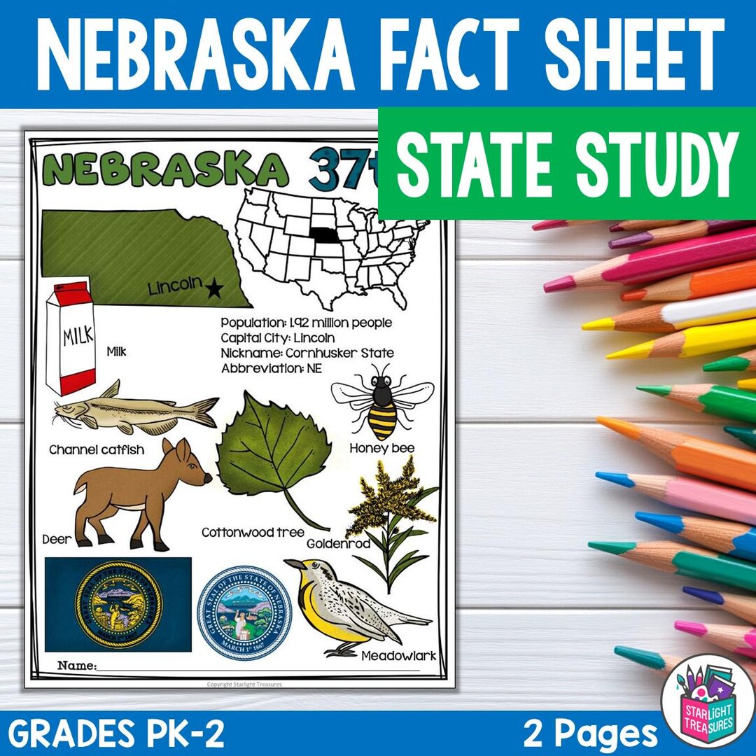 Nebraska Fact Sheet for Early Readers - A State Study Activity Unit ...