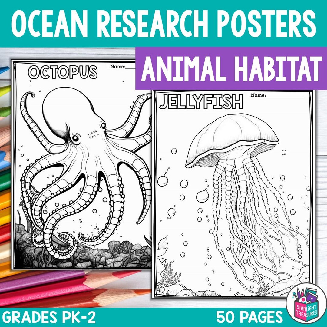 Ocean Animals Research Posters, Coloring Pages - Animal Research ...