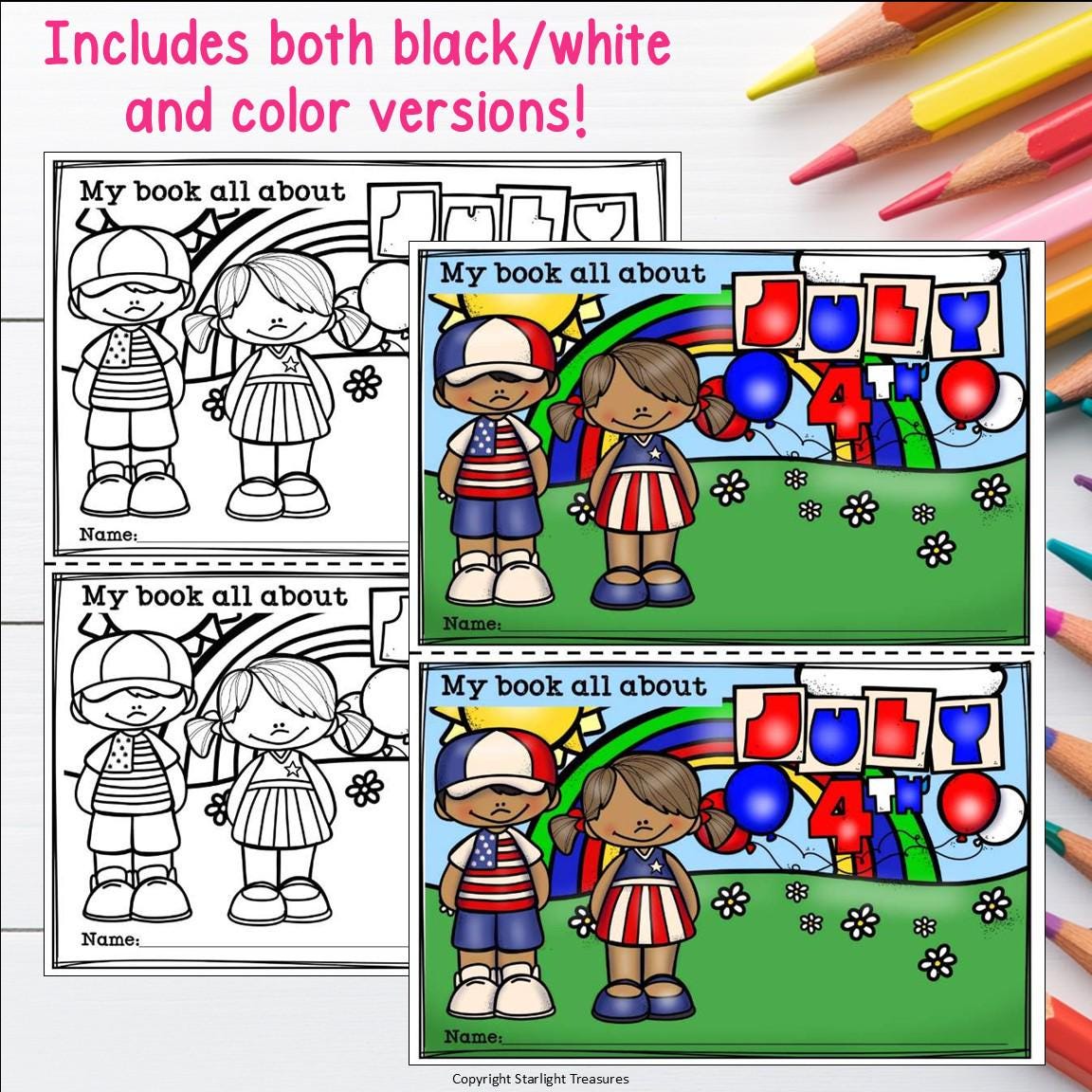 Independence Day Mini Book for Early Readers: July 4th Activity for ...