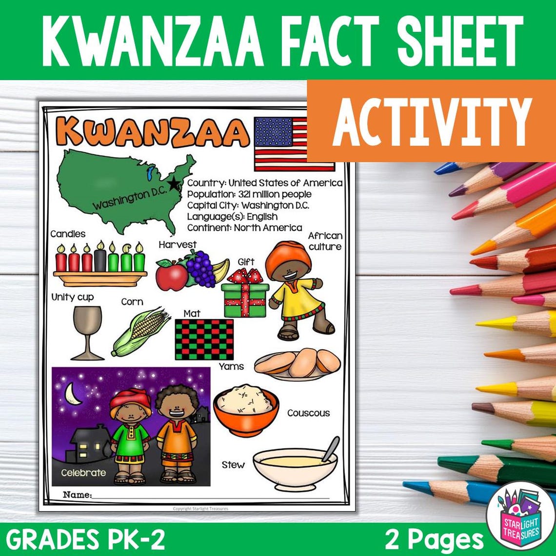 Kwanzaa Fact Sheet: Early Reader Activity (digital Download) - Etsy