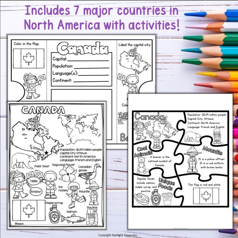 All About North America Complete Unit With Activities for Early Readers ...