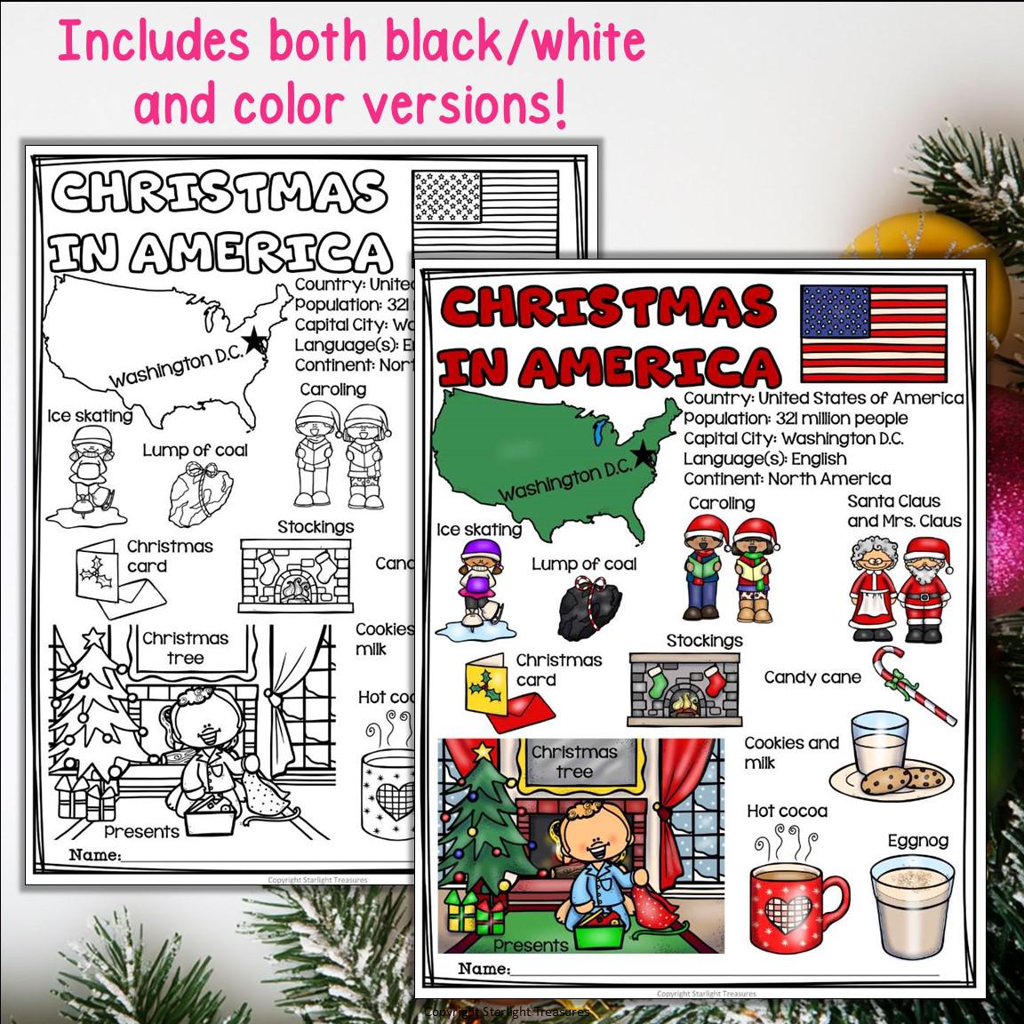Christmas in America Fact Sheet: Kids Activity (digital Download) - Etsy