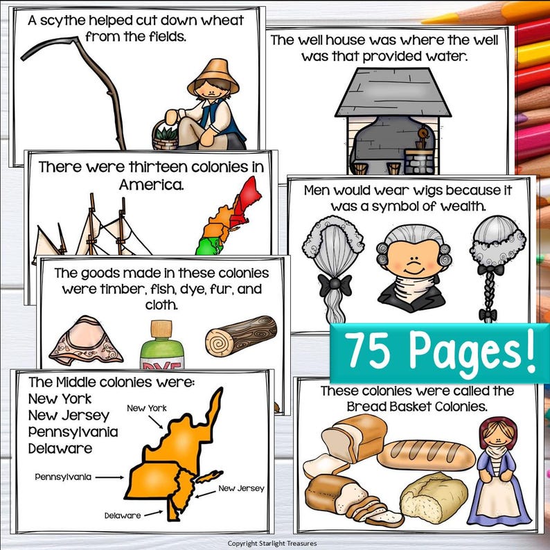 Colonial Times Mini Book for Early Readers - 13 Colonies, Colonial Jobs ...
