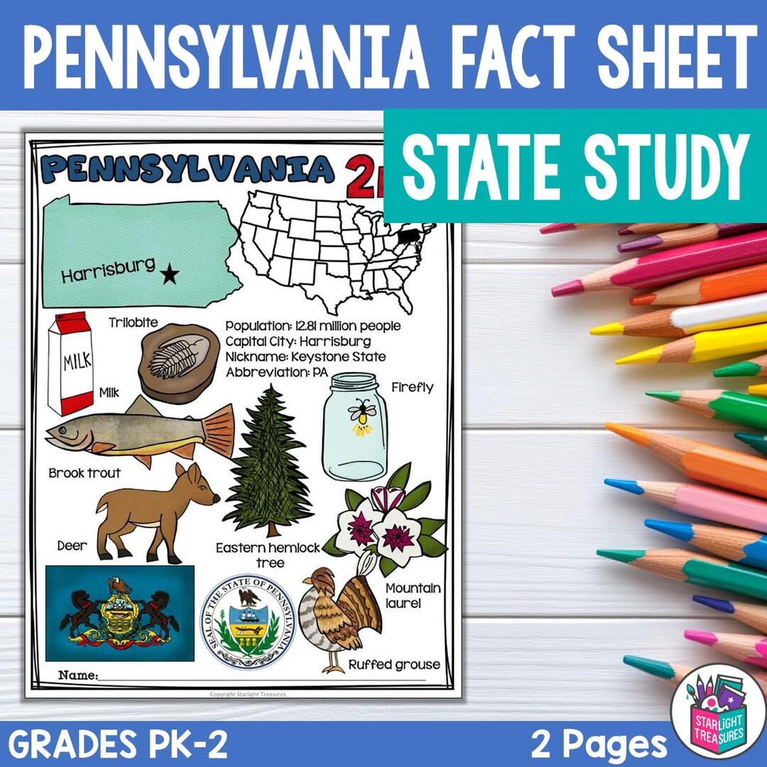 Pennsylvania Fact Sheet for Early Readers - A State Study Activity Unit ...