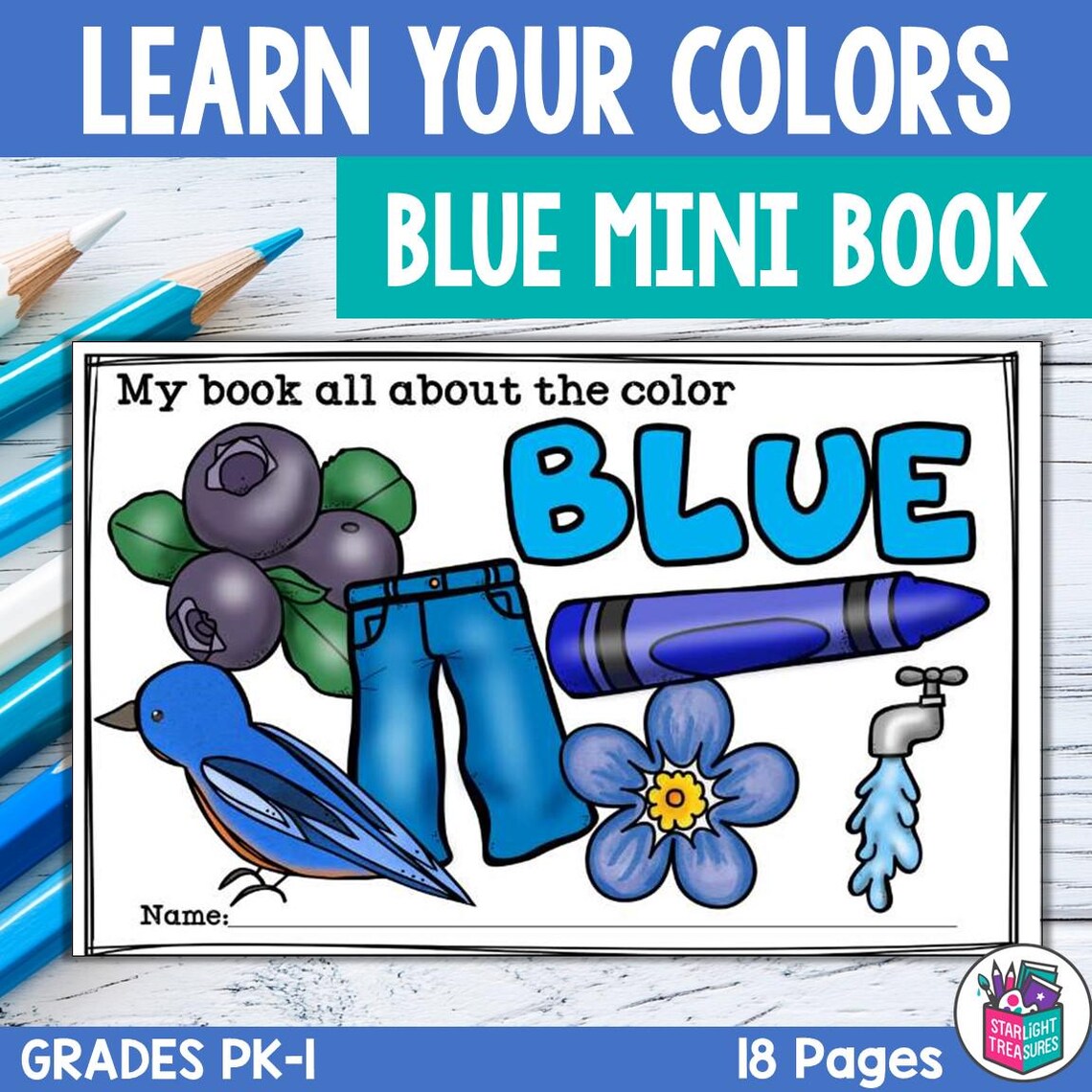 Colors of the Week: Blue Mini Book for Early Readers - Etsy
