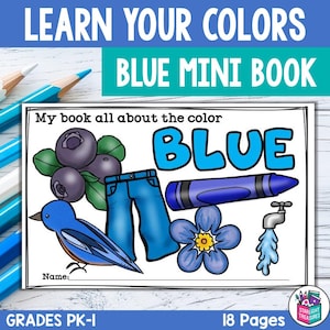 Colors of the Week: Blue Mini Book for Early Readers - Etsy