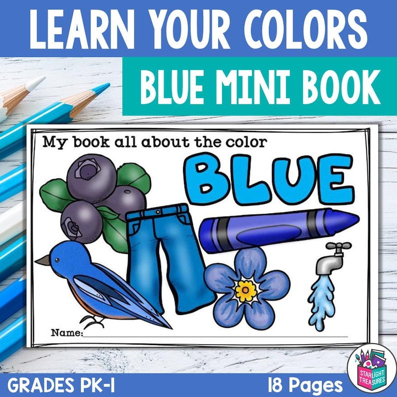 Colors of the Week: Blue Mini Book for Early Readers - Etsy